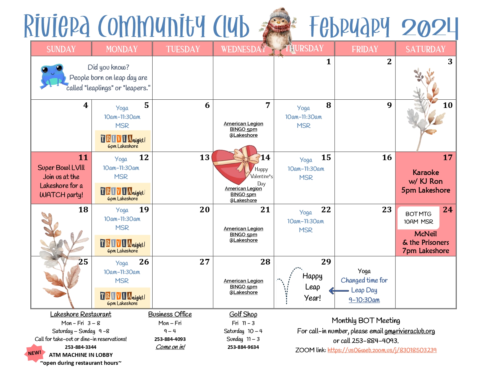 Events Calendar – Riviera Community Club
