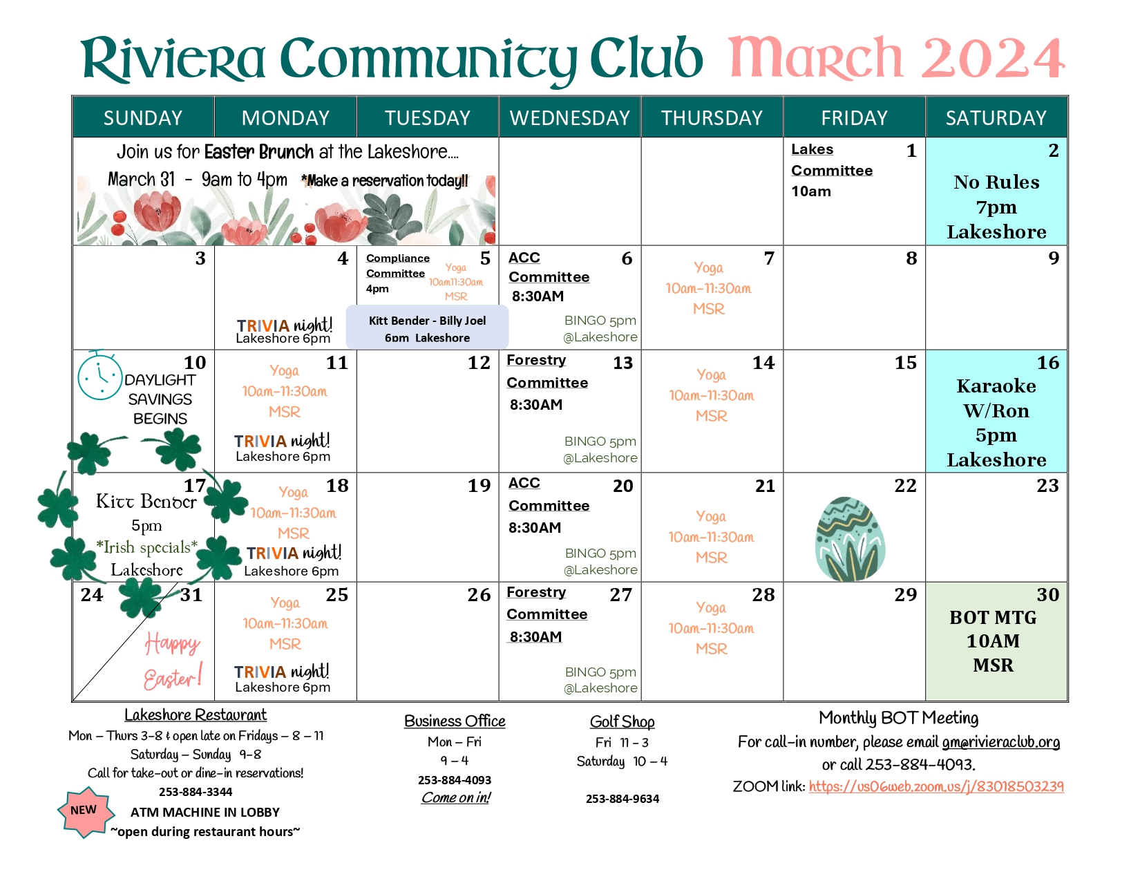 Events Calendar – Riviera Community Club